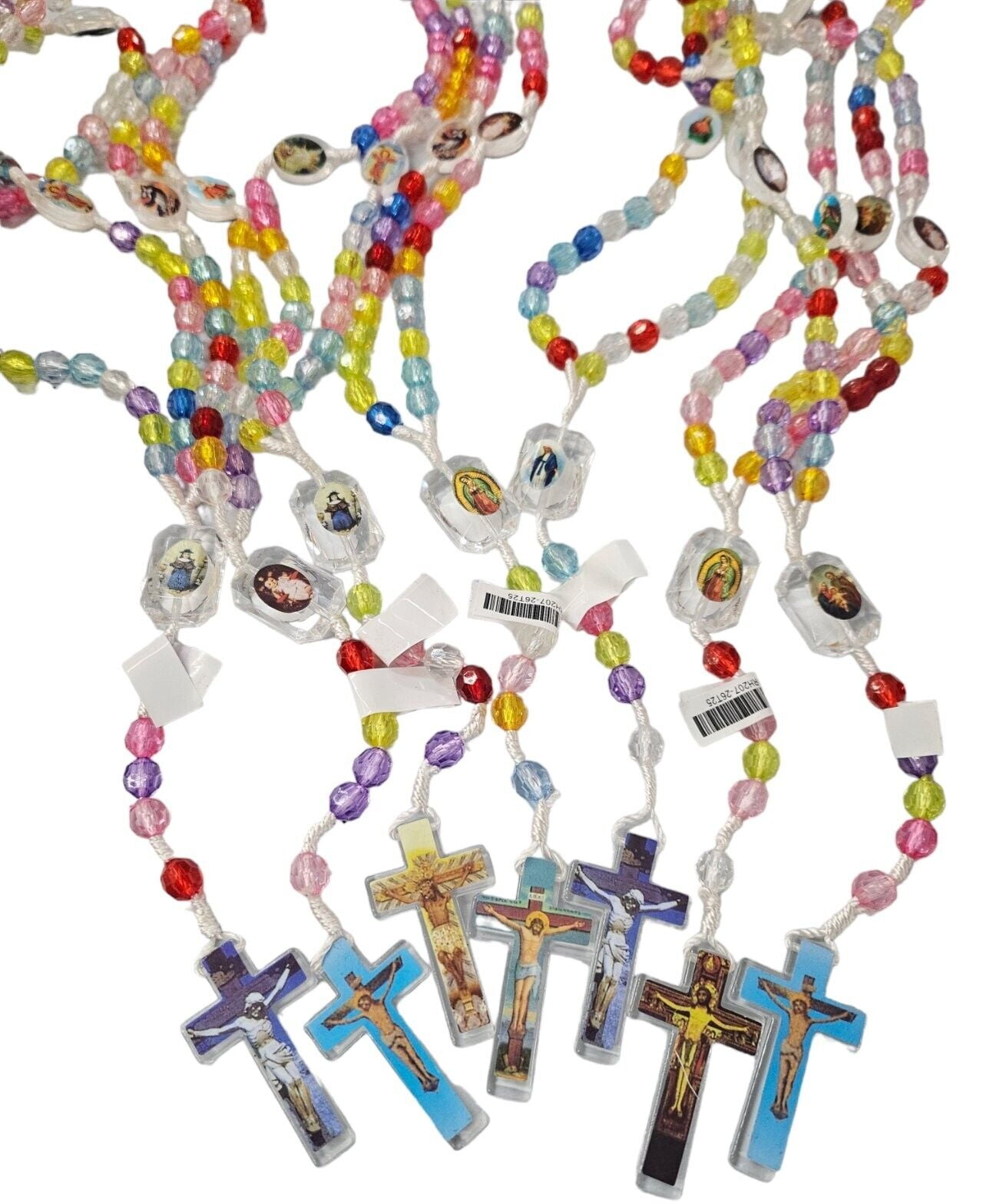 12 x Mixed colorful bead Rosary saint Crucifix kids Rosary Baptism ...
