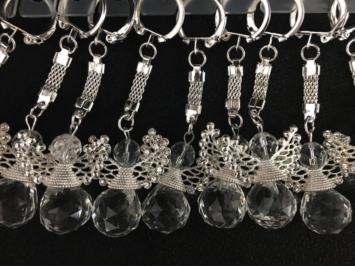 12 x Rhinestone Angel Keychains Favors Baptism First Communion Favor ...
