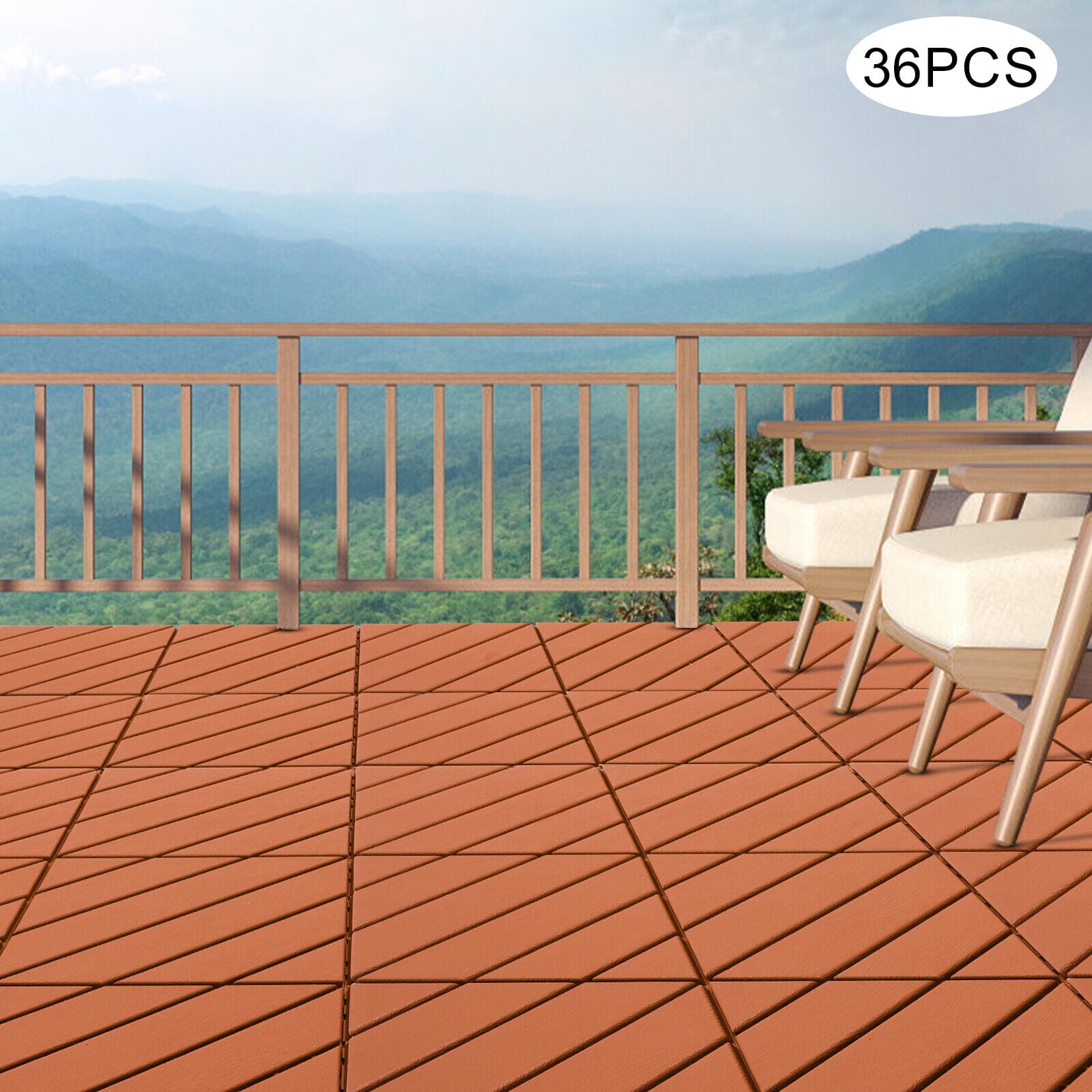 12"x12" 36 Pack Plastic Interlocking Deck Tiles Outdoor Patio Flooring ...