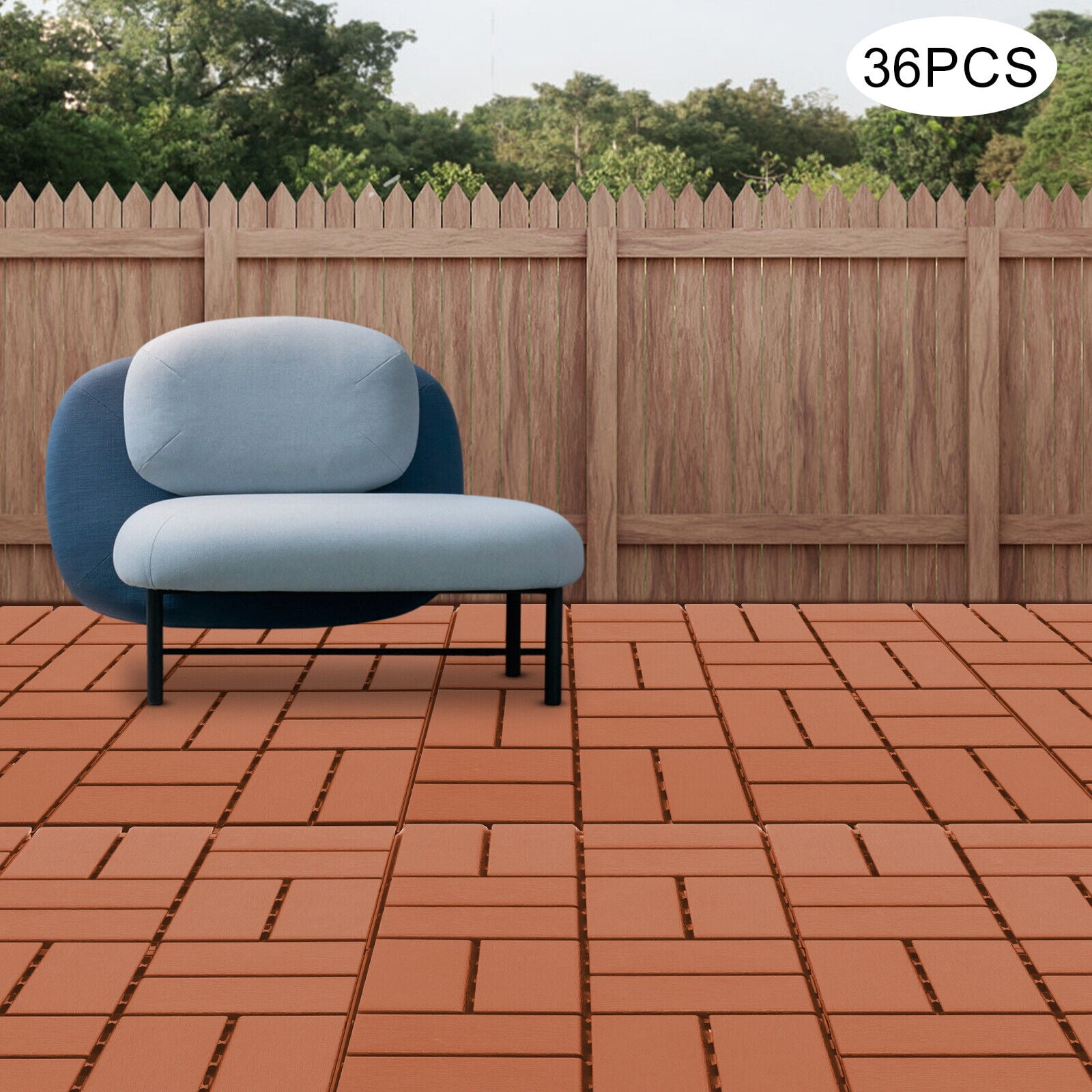 12"x12" 36 Pack Plastic Interlocking Deck Tiles Outdoor Patio Flooring ...
