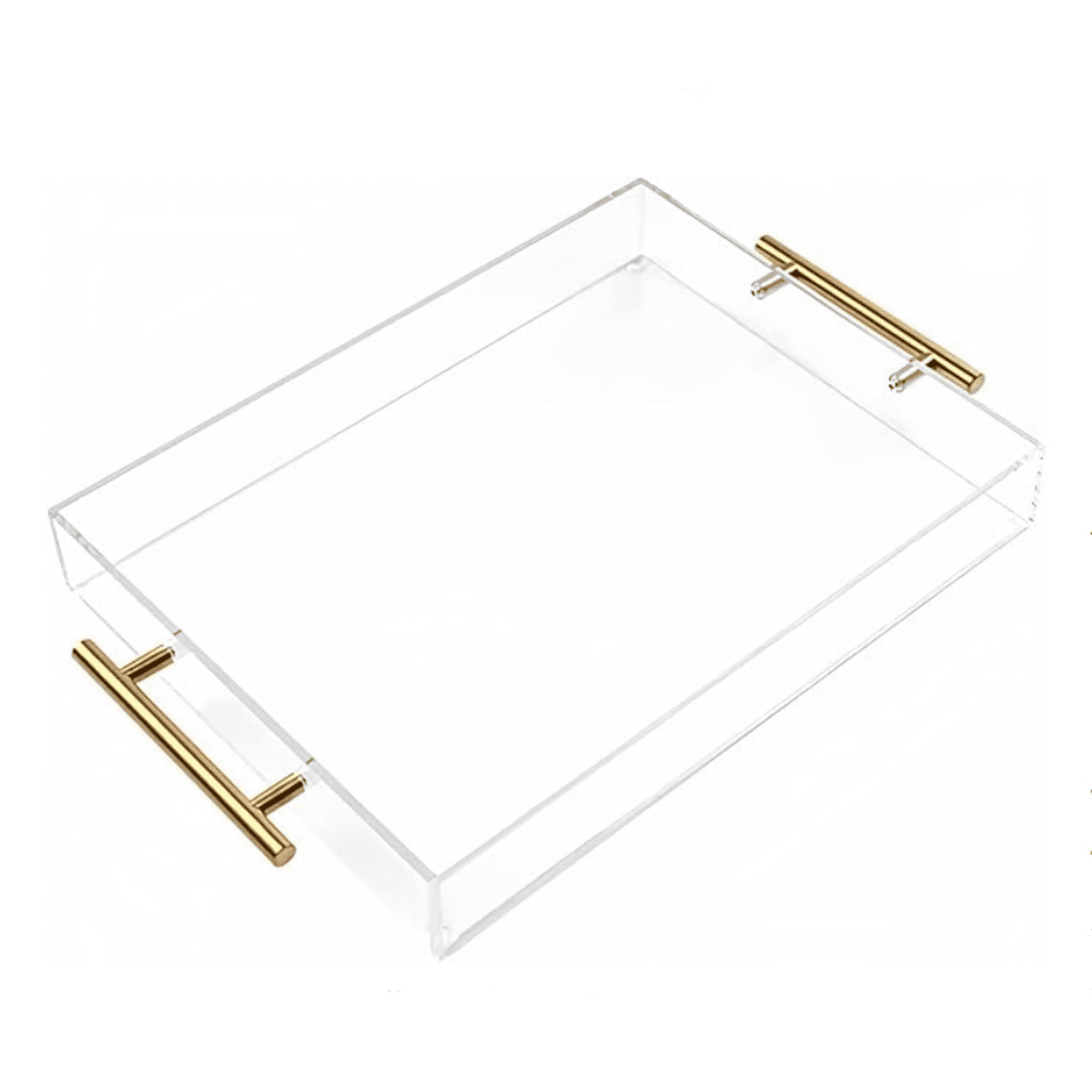 12"x12" Clear Acrylic Serving Tray with Golden Handles, Huge Capacity ...