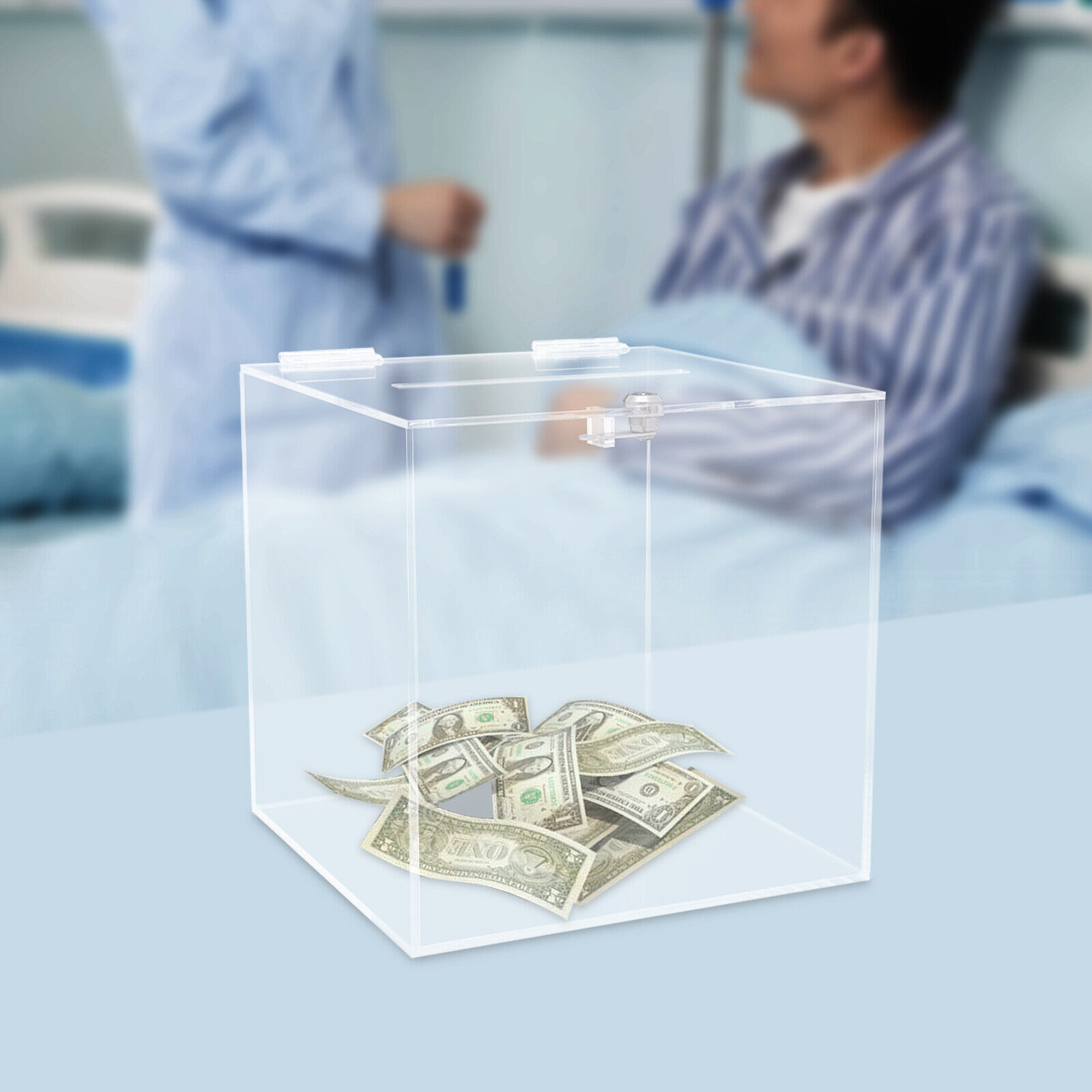 12"x12"x12" Acrylic Donation & Ballot Box with Lock Clear Storage ...