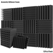 24 Black & Gray Pack Acoustic Foam Tiles Wall Record Studio Soundproof ...