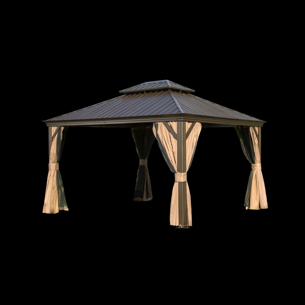 12‘x14‘ Hardtop Gazebo Outdoor Aluminum Frame Canopy with Galvanized ...