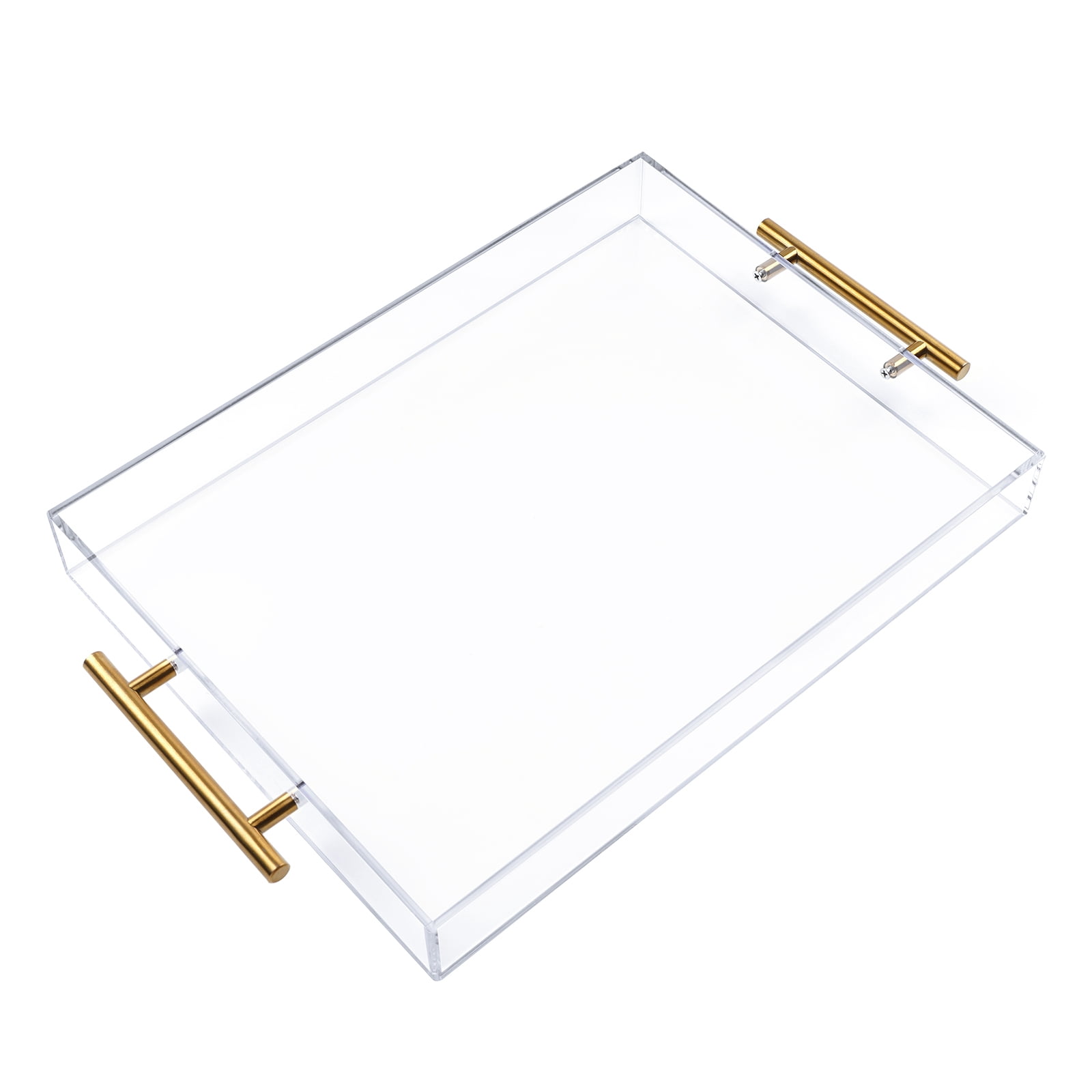 12"x16" Clear Acrylic Serving Tray with Golden Handles, Huge Capacity ...