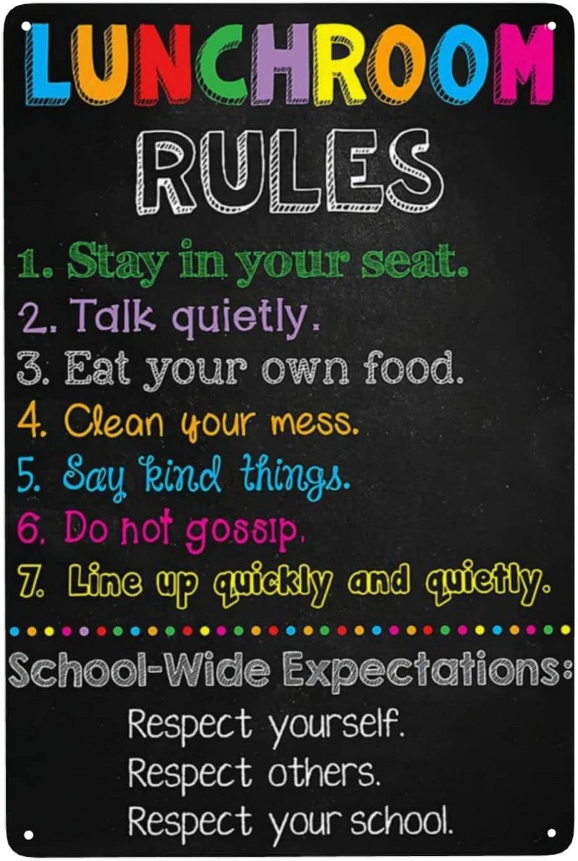 12"x16" Lunchroom Rules Aluminum Signs Funny Tin Sign Metal Art Poster ...