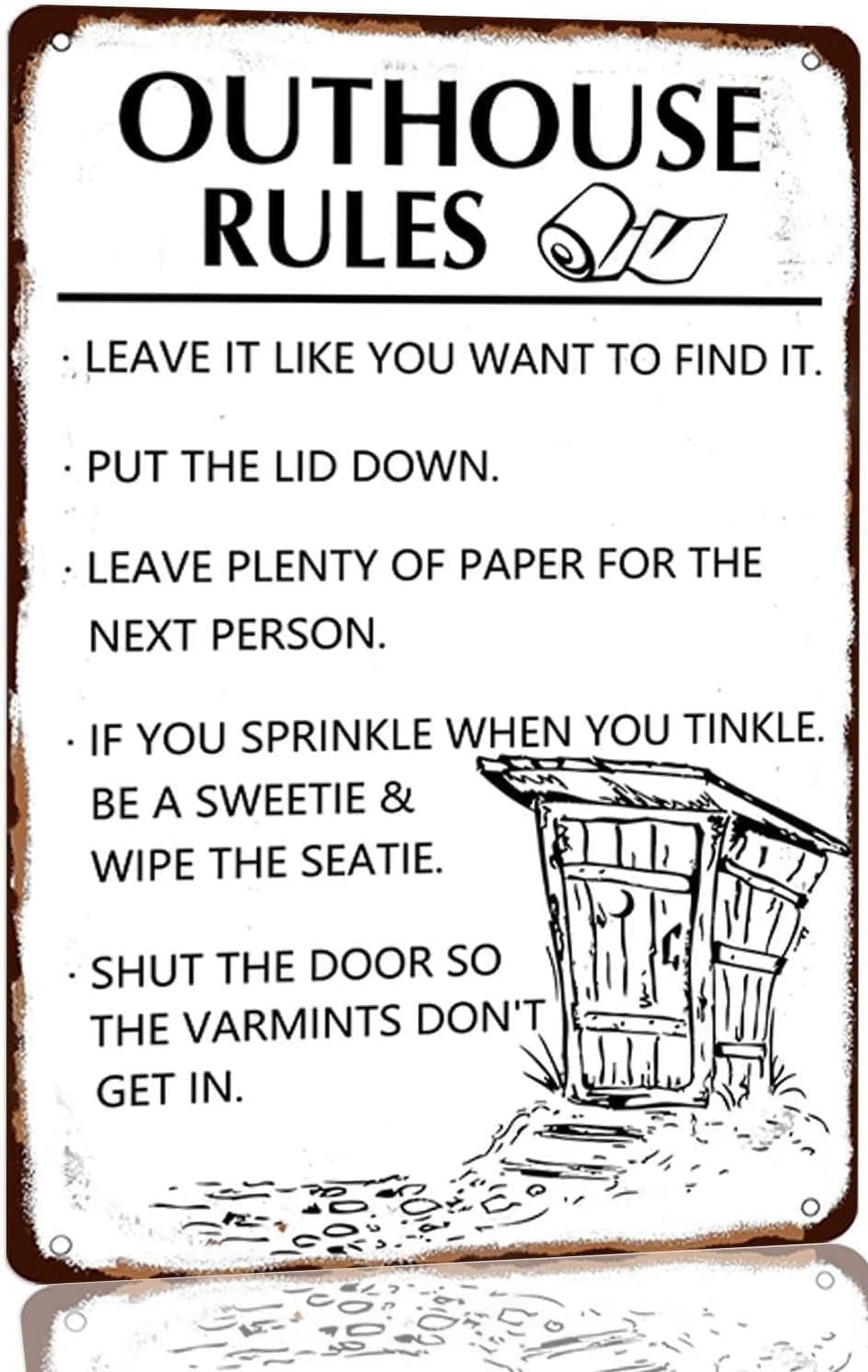 12"x16" Outhouse Rules Metal Tin Sign Vintage Bathroom Rules Suitable ...