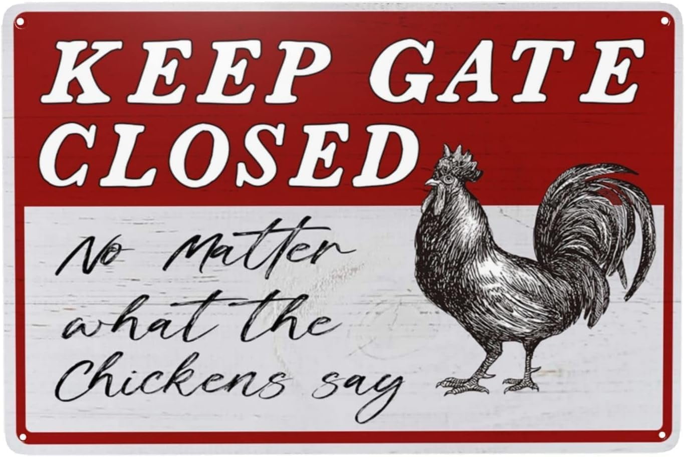 12x16 Retro Warning Chicken Metal Signs Wall Art Decorative Farm