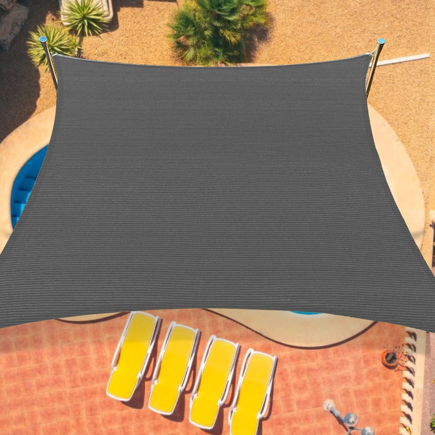 12'x16' Sun Shade Sail Curved Commercial Outdoor Shade Cover Dark Grey ...