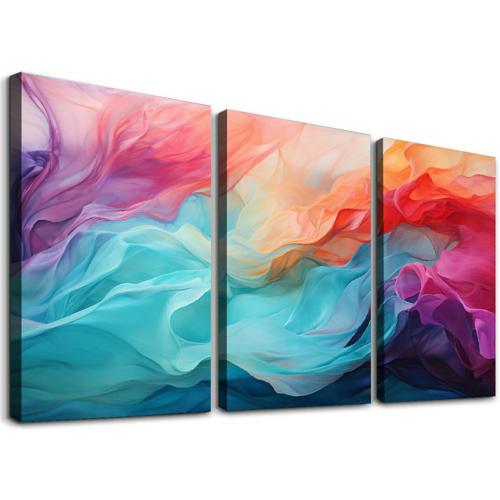 12"x16"x3pcs Colorful Flow Artwork Paintings Print on Canvas Wall Art ...