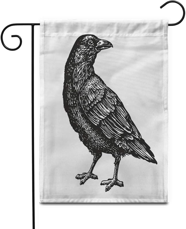 12"x18" Garden Flag Death Black Crow Raven Bird Sketch Vintage Drawn ...
