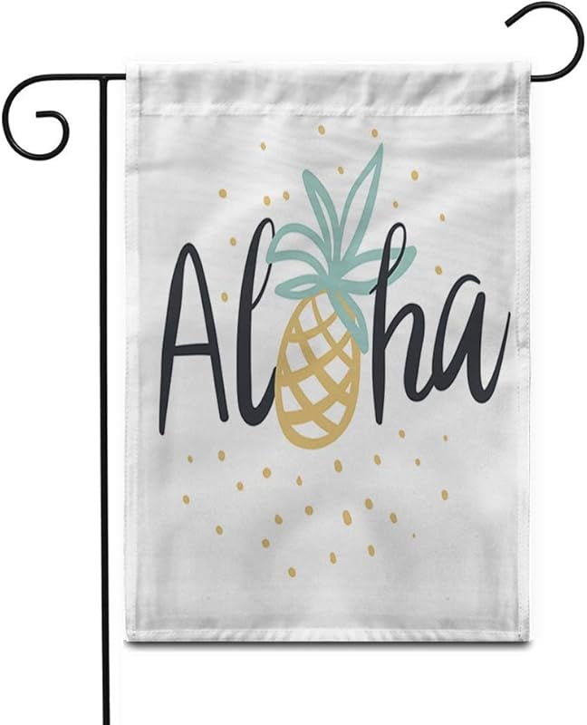 12"x18" Garden Flag Yellow Tropical for Tee Lettering Aloha Cute ...