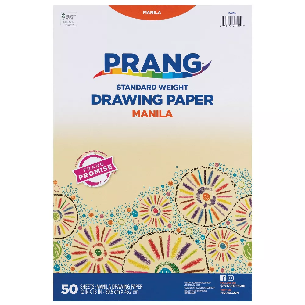 12"x18" Manila Drawing Paper 50 Sheets : Uncoated Cream Construction ...