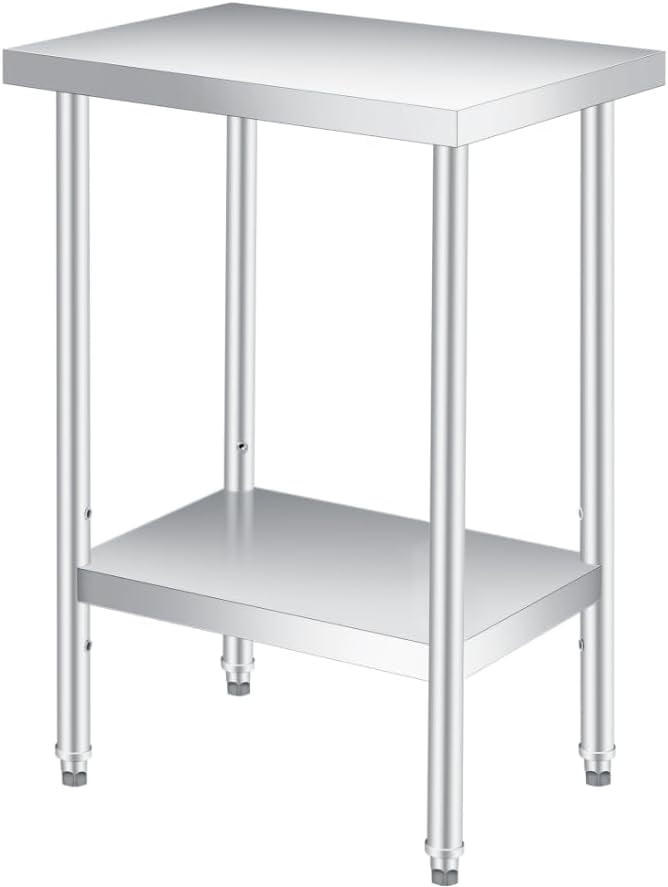 12"x24" Stainless Steel Work Table with Adjustable Leveling Feet, Heavy ...