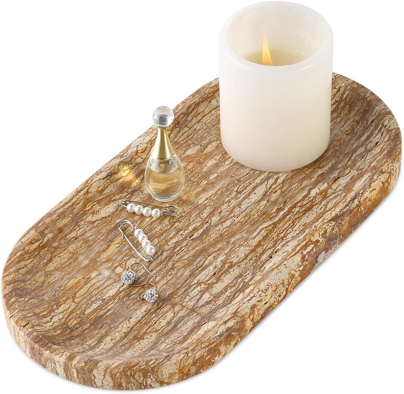 12"x6" Turkish Natural Marble Tray, Vanity Decorative Tray for ...