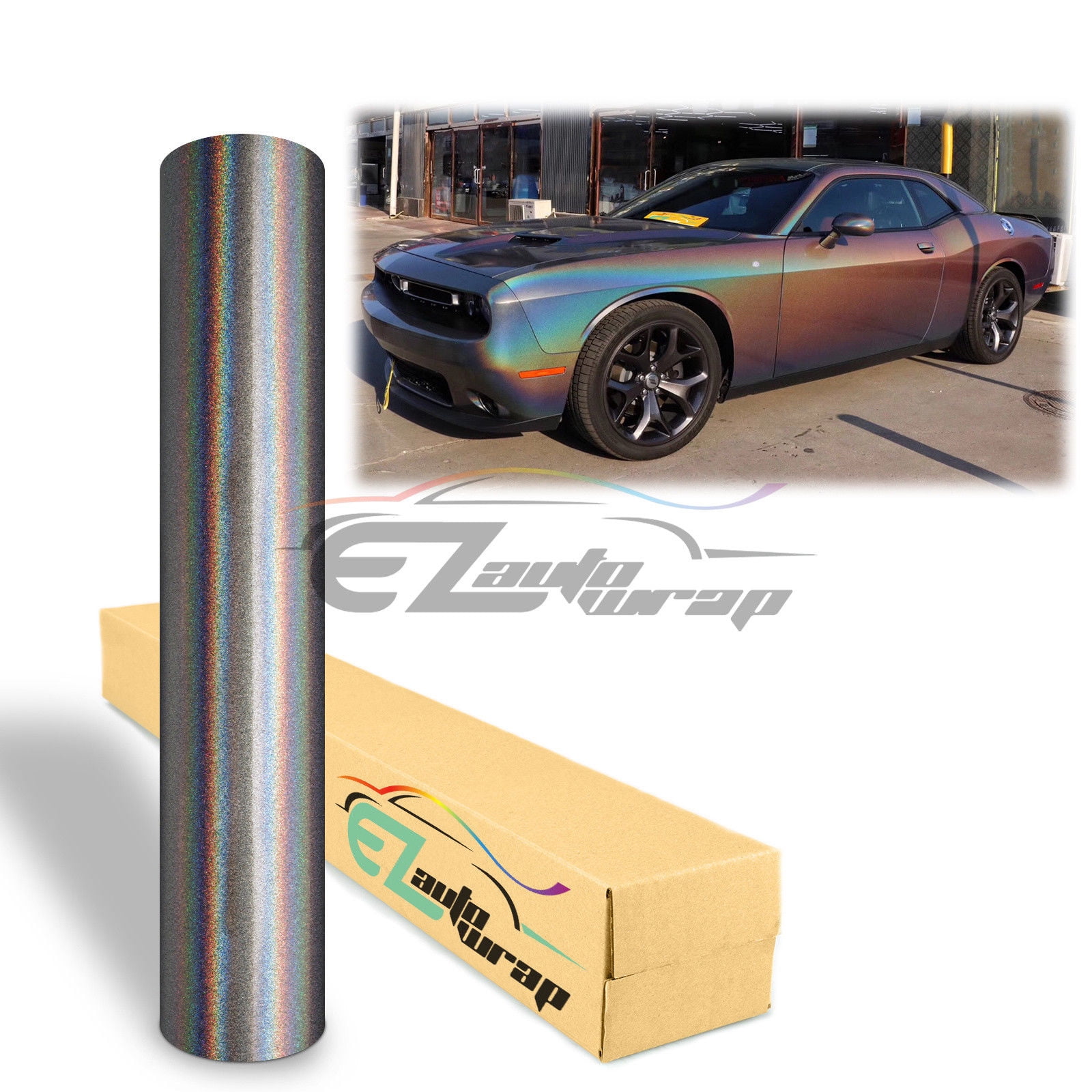 12"x60" Psychedelic Gray Gloss Metallic Rainbow Holographic Vinyl Wrap ...