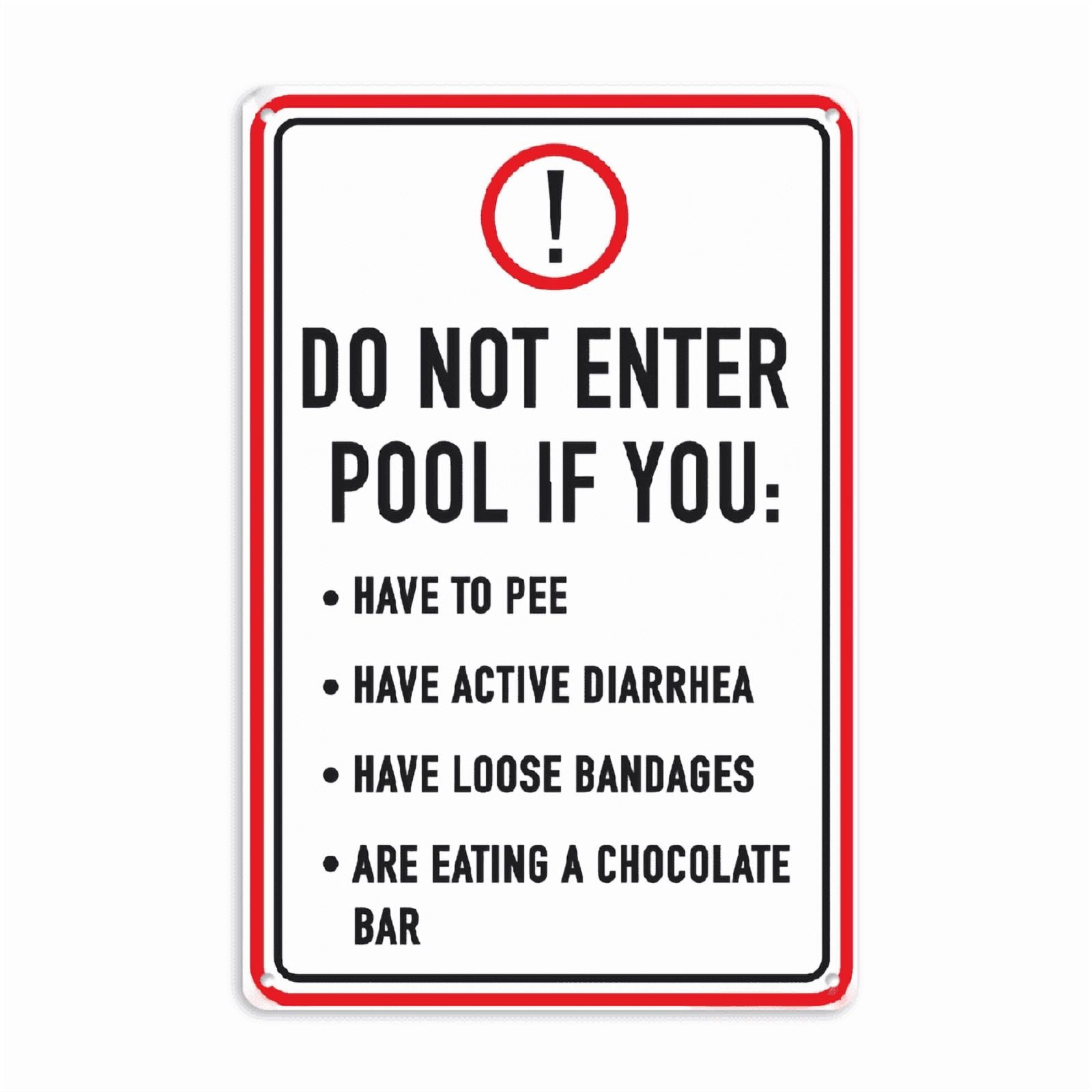 12_x8_ Funny Metal Tin Sign - Inappropriate Humor Gag Gift for Pool ...