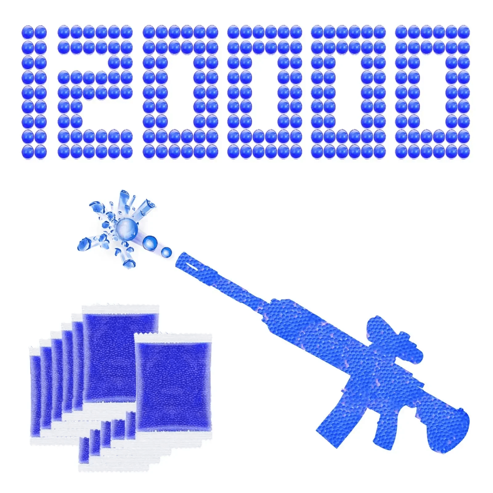 120,000 Hydrogel Polymer Water Droplets, Gel Gun Launcher, Gel Gun ...
