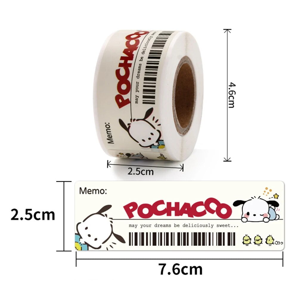 120/200/500pcs Kawaii Sanrio Thank You Stickers Roll Hello Kitty Kuromi ...