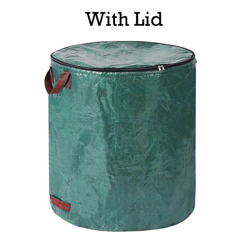 120-500L Garden Yard Waste Bag With Lid Foldable Leaf Collection Trash ...
