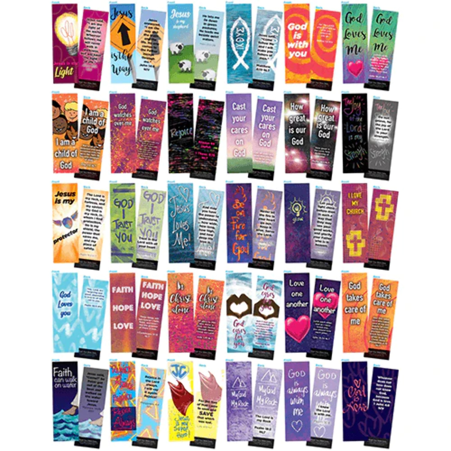 120 Assorted Children and Youth Bible Verse Bookmarks Box Set - 60 ...
