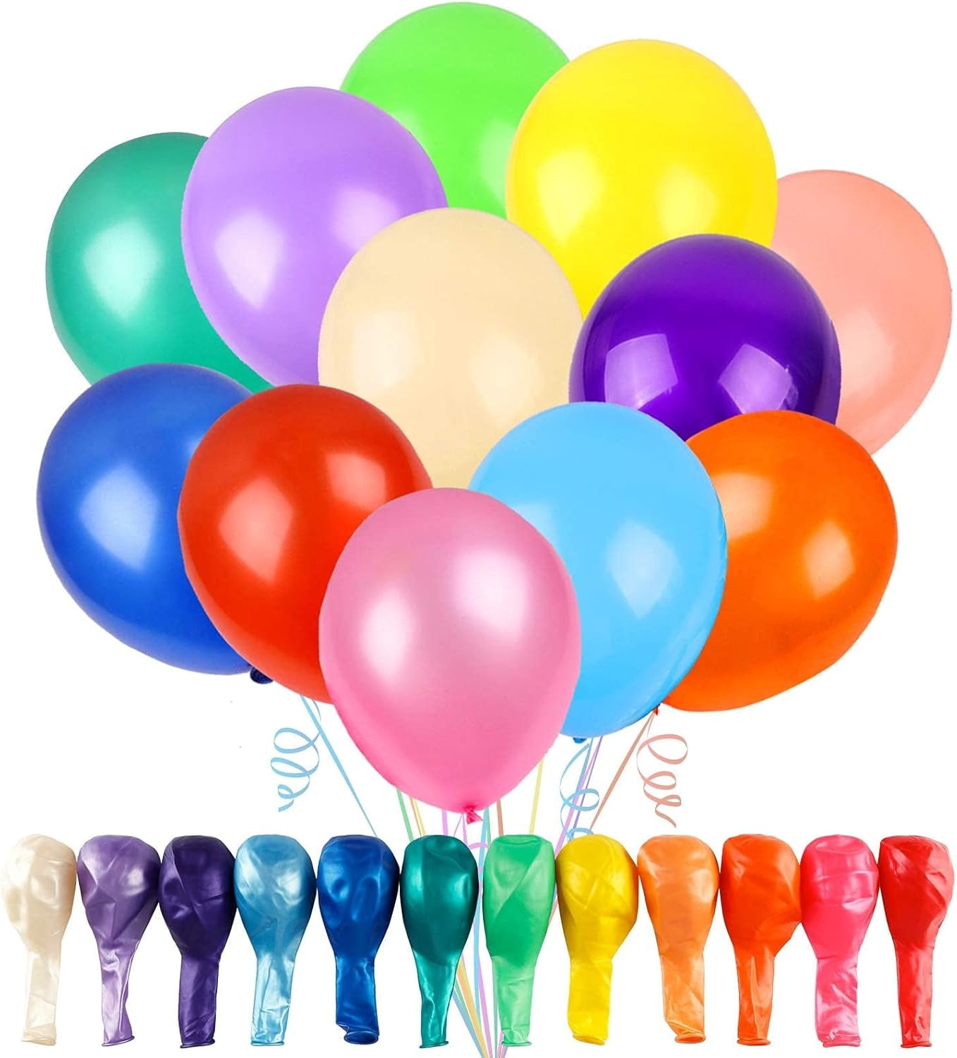 120 Balloons Assorted Color 12 Inches Rainbow Latex Balloons, 12 Bright ...