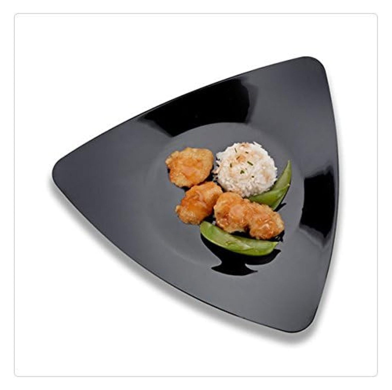 120 Black Triangle Plates 10 Inch Triangle Disposable Plastic Black ...