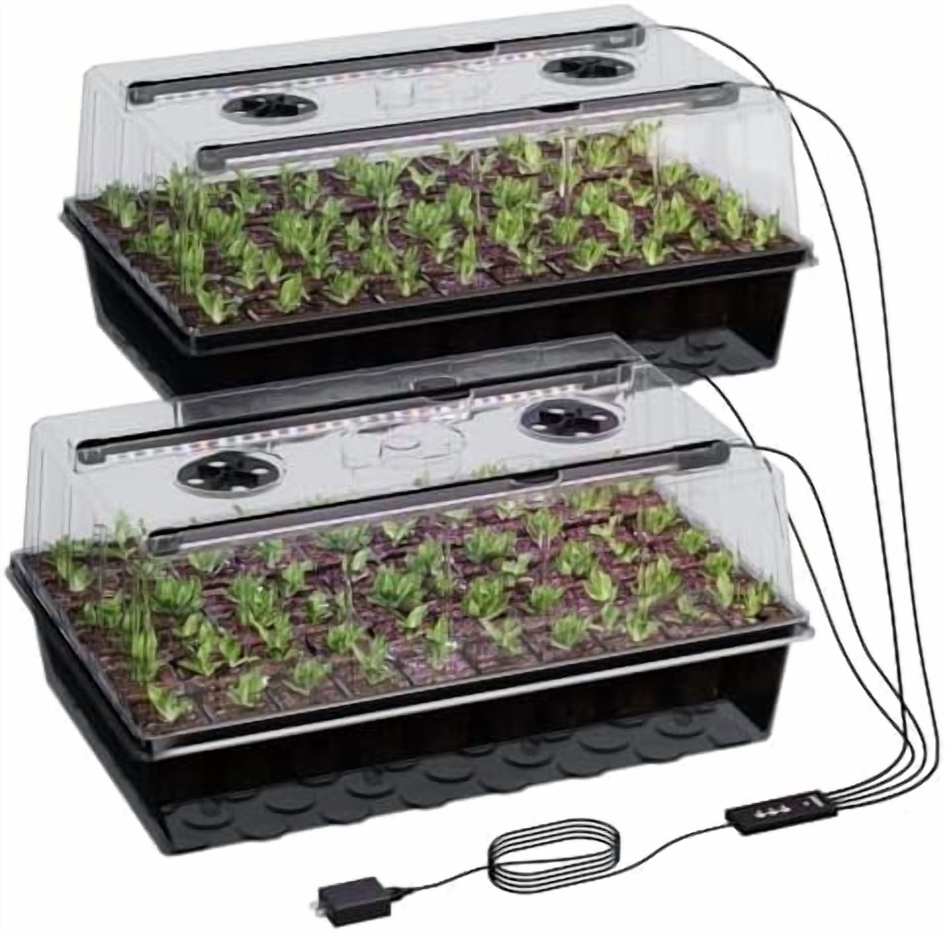 120-Cell Self-Watering Seed Starter Tray with Grow Light, Seed Starter ...