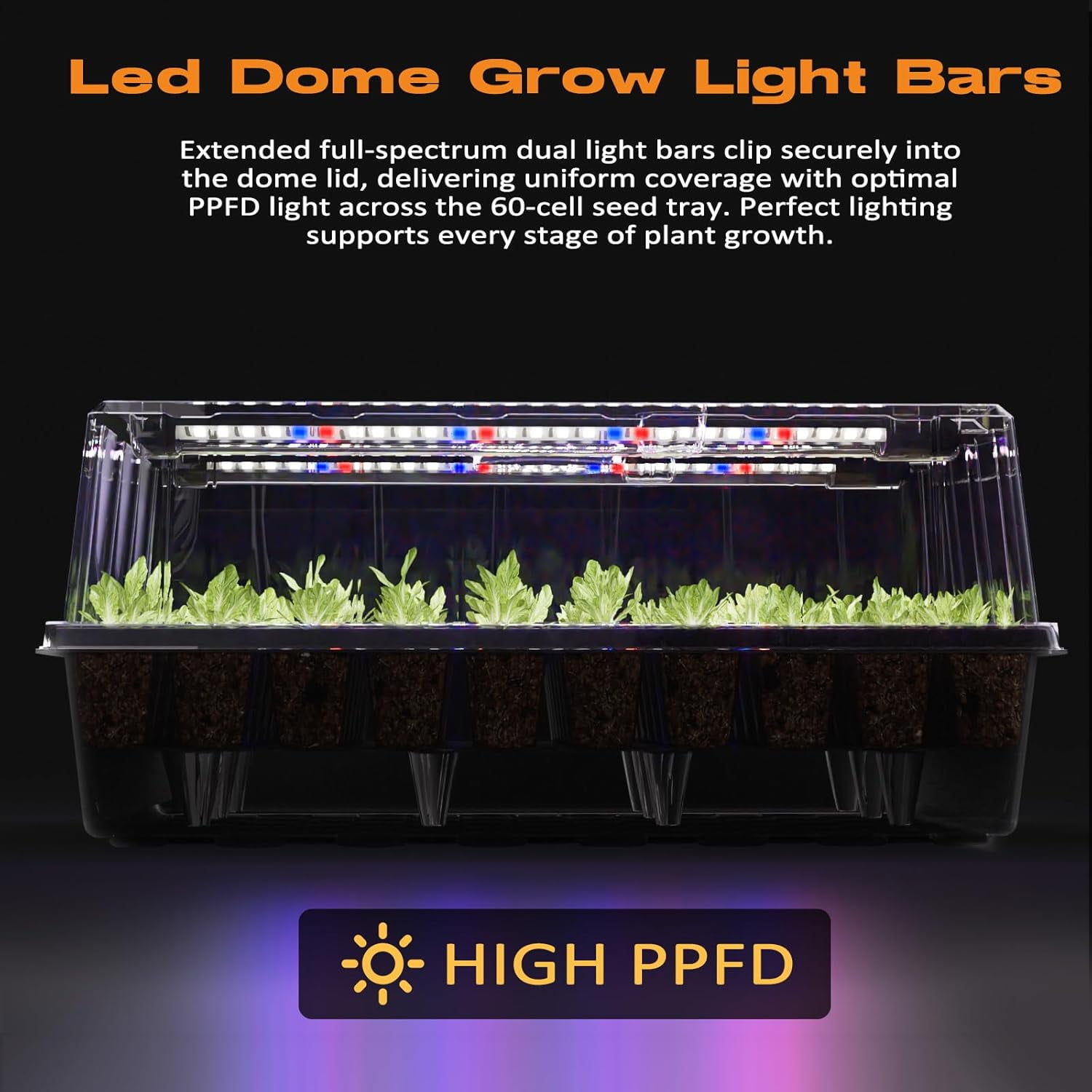 120-Cell Self-Watering Seed Starter Tray with Grow Light, Seed Starter ...