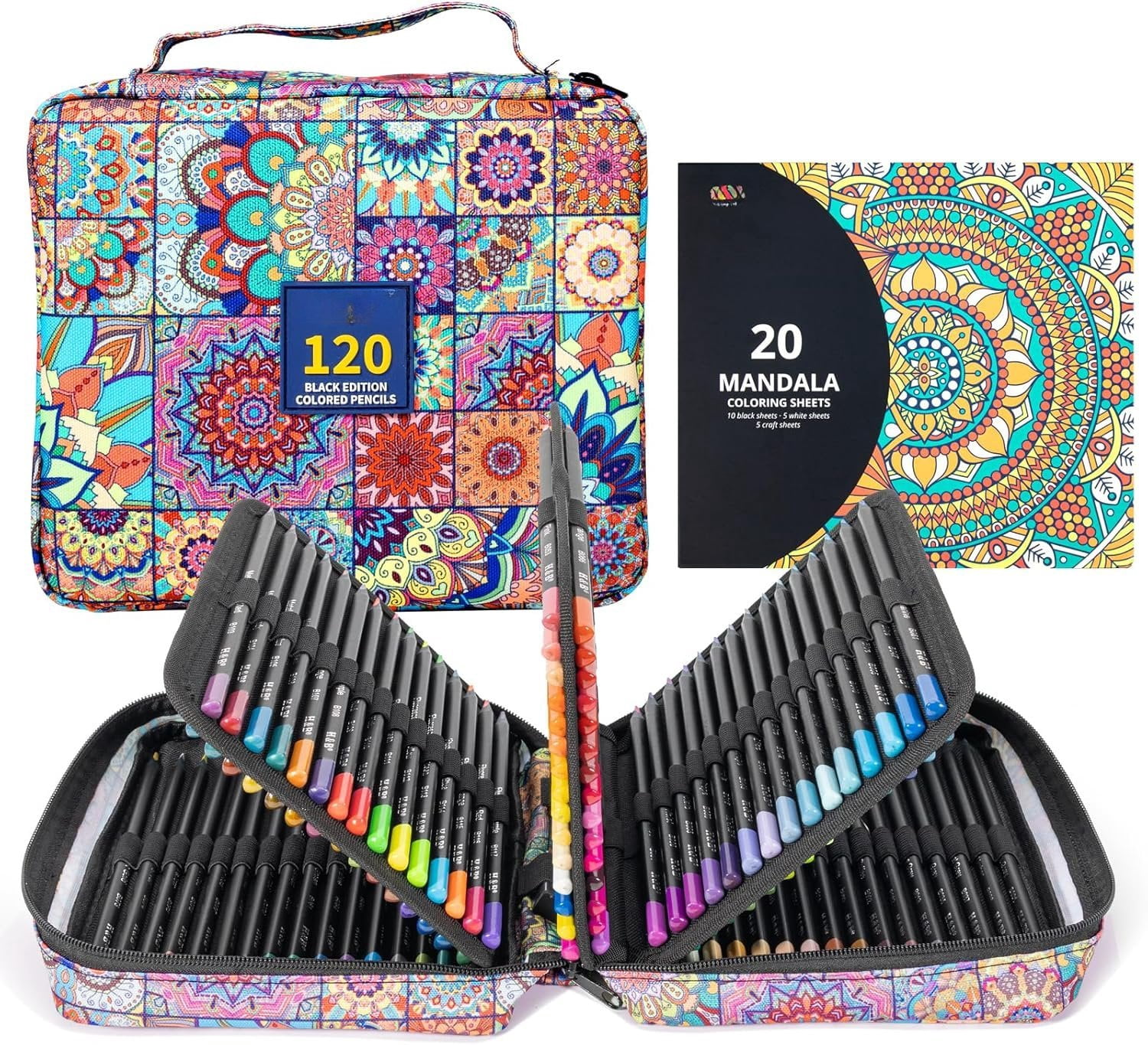 120-Color lack Colored Pencils Set wit Coloring ook, Eraser, Sarpener ...