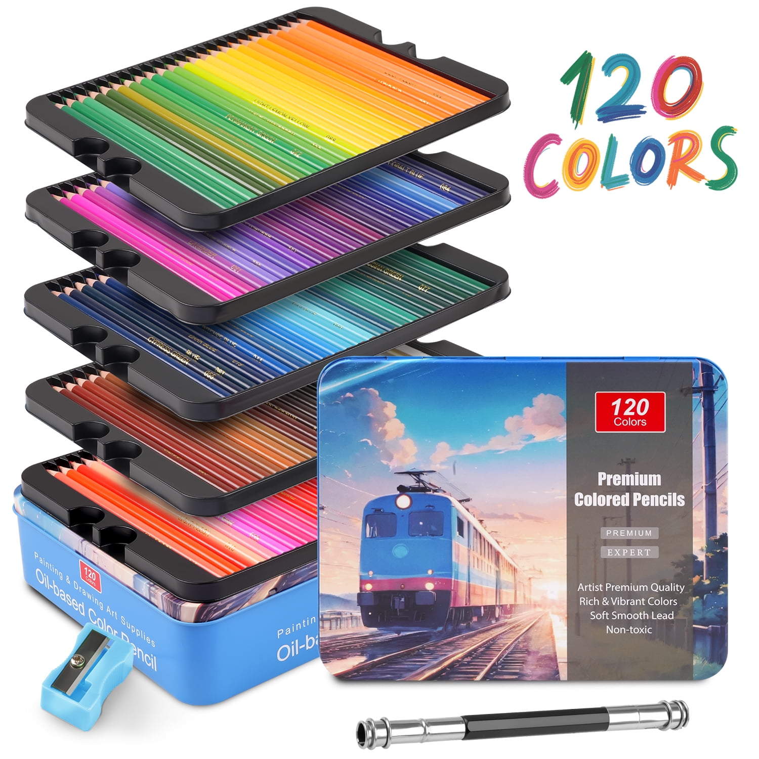 BUATIA 120 Colored Pencils Set, Soft Core for Blending and Layering ...