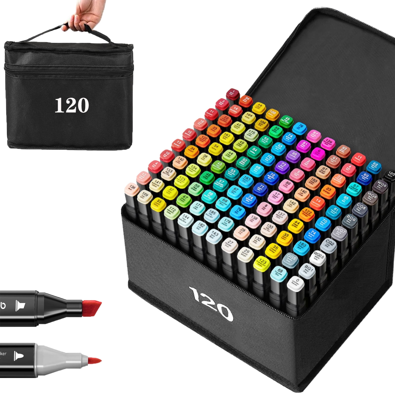 120 Colors Dual Tip Alcohol Art Markers - Walmart.com