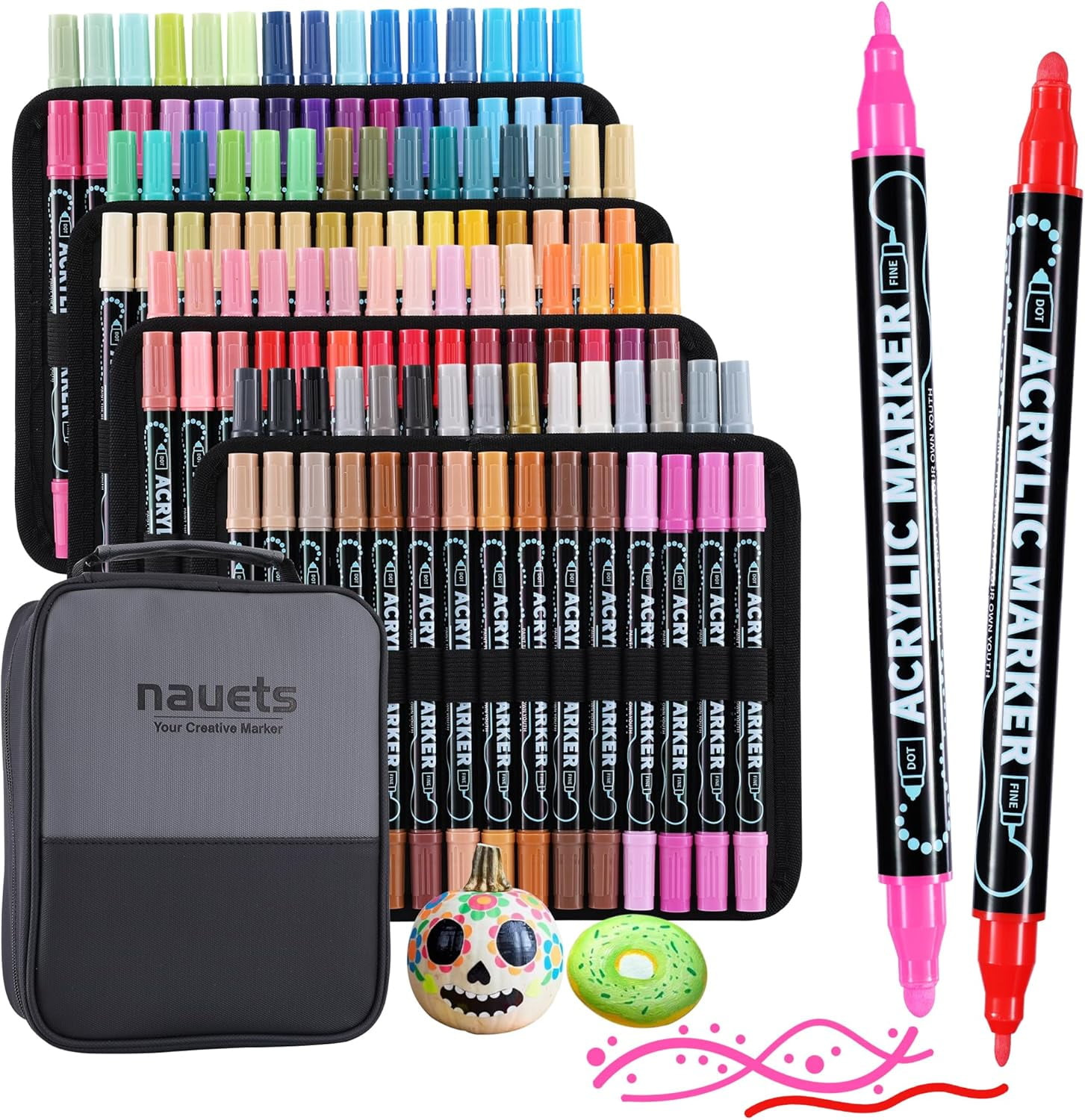 120 Colors Waterproof Dual Tip Acrylic Paint Pens, Dot & Fine Tip ...