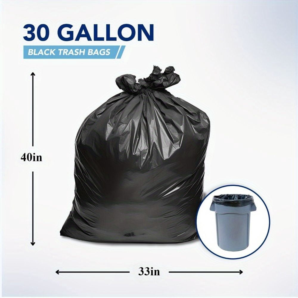 120 Count Black Heavy-Duty 30-Gallon Disposable Trash Bags - 33" x 40 ...