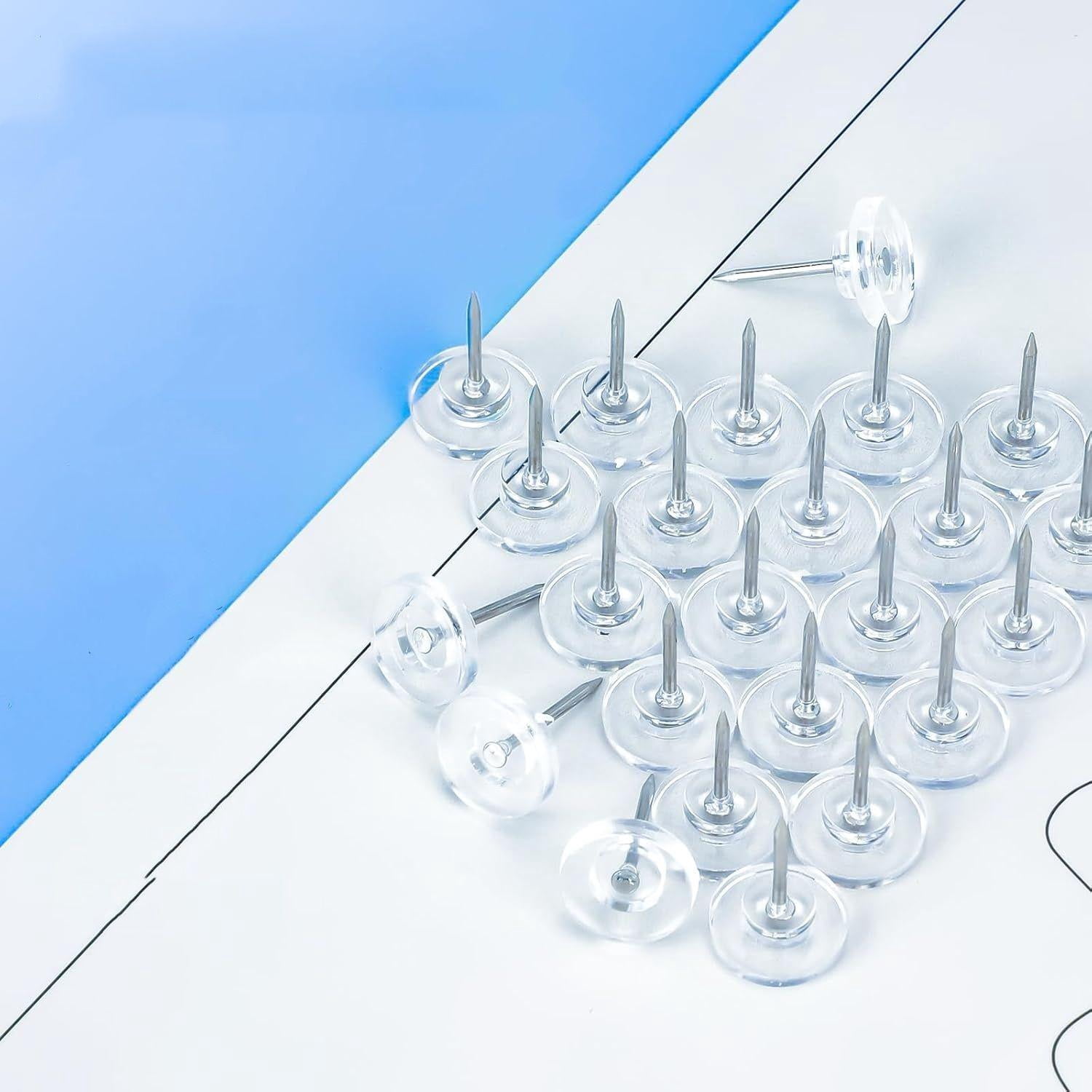 120 Count Clear Push Pin Tacks, Premium Thumb Tacks Steel Point and ...