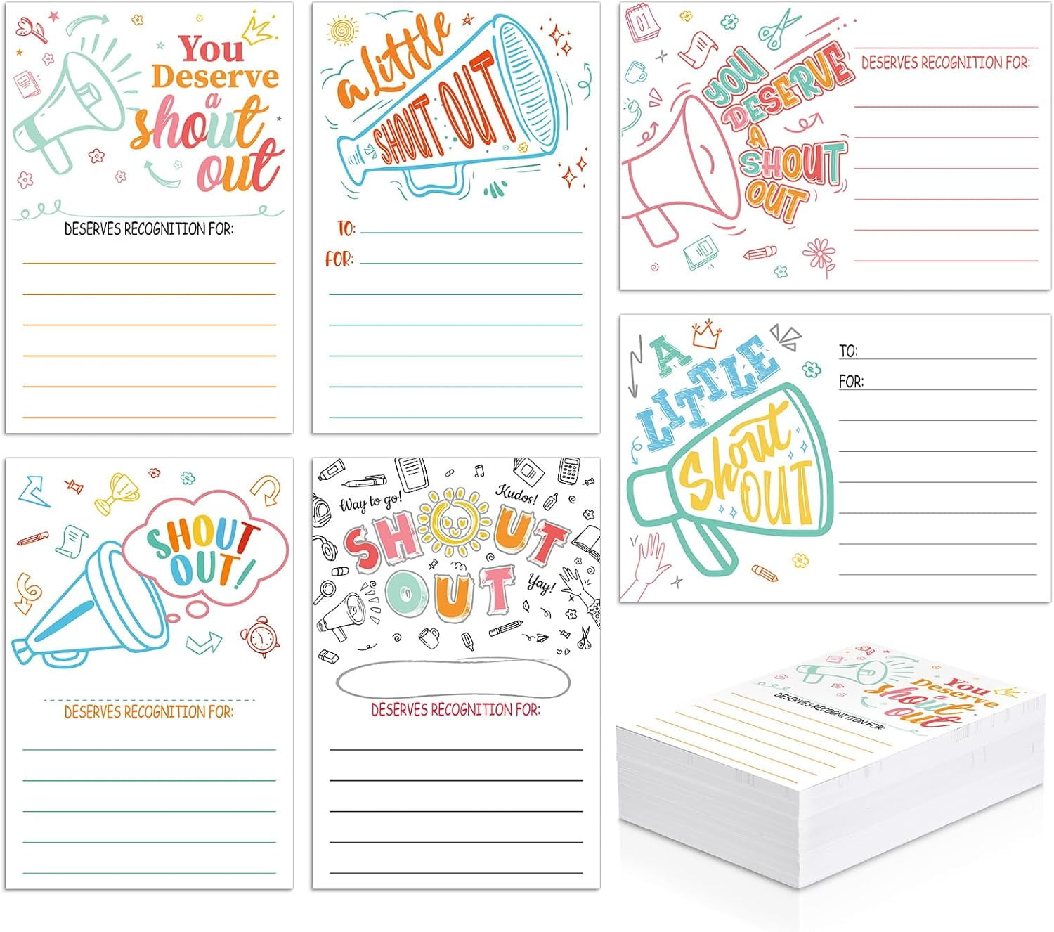 120 Count Fun Shout Out Card Double-Sided Print Encouragement Postcard ...