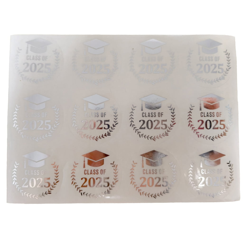 120 Count Gold Foil Graduation Hat Sticker 40mm Clear PET Seal Sticker ...