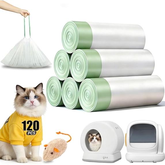 120 Count Self-Cleaning Cat Litter Box Liners Bag Fit For MW-SC01/MW ...