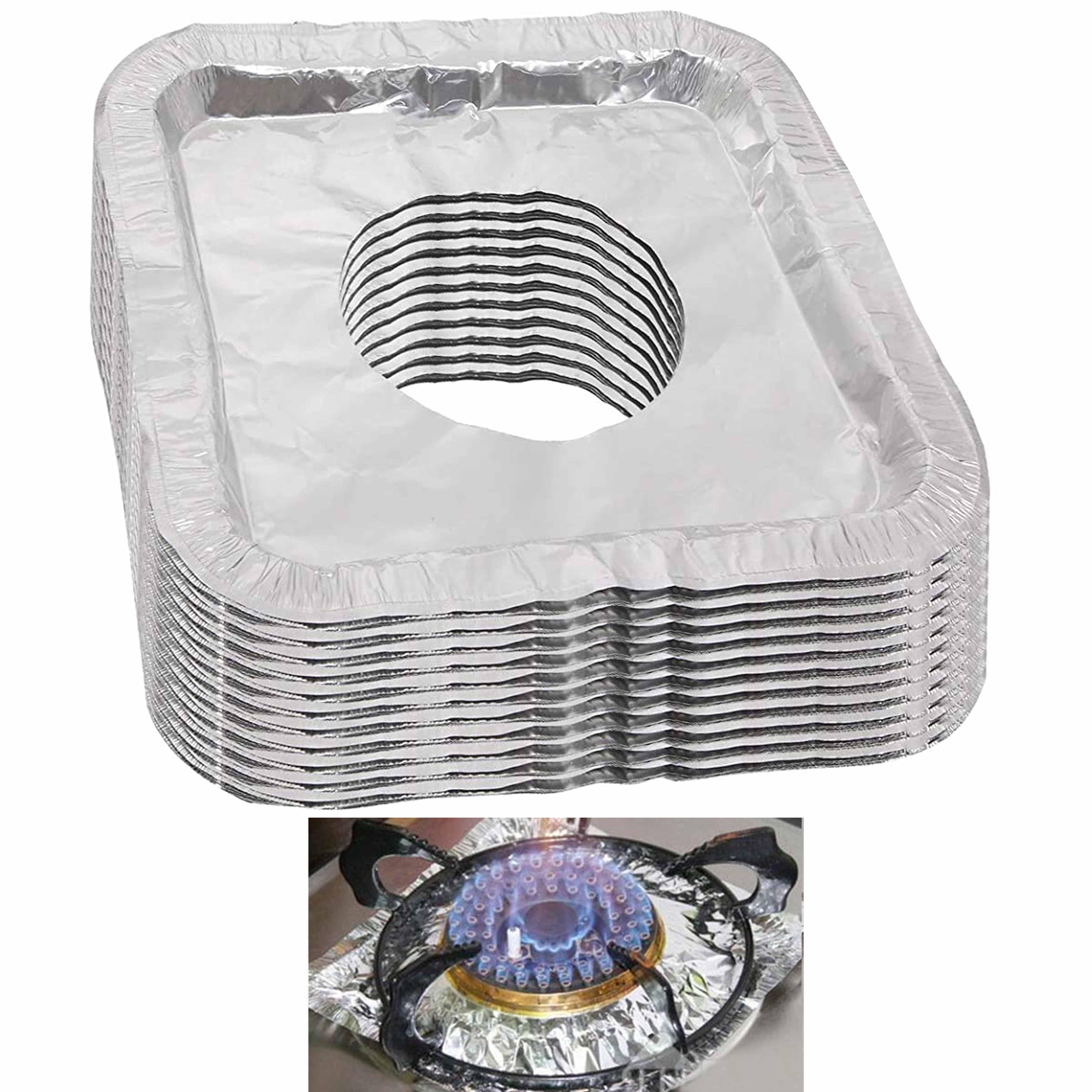 120 Disposable Aluminum Foil Square Gas Burner Drip Pan Range Stove Bib ...