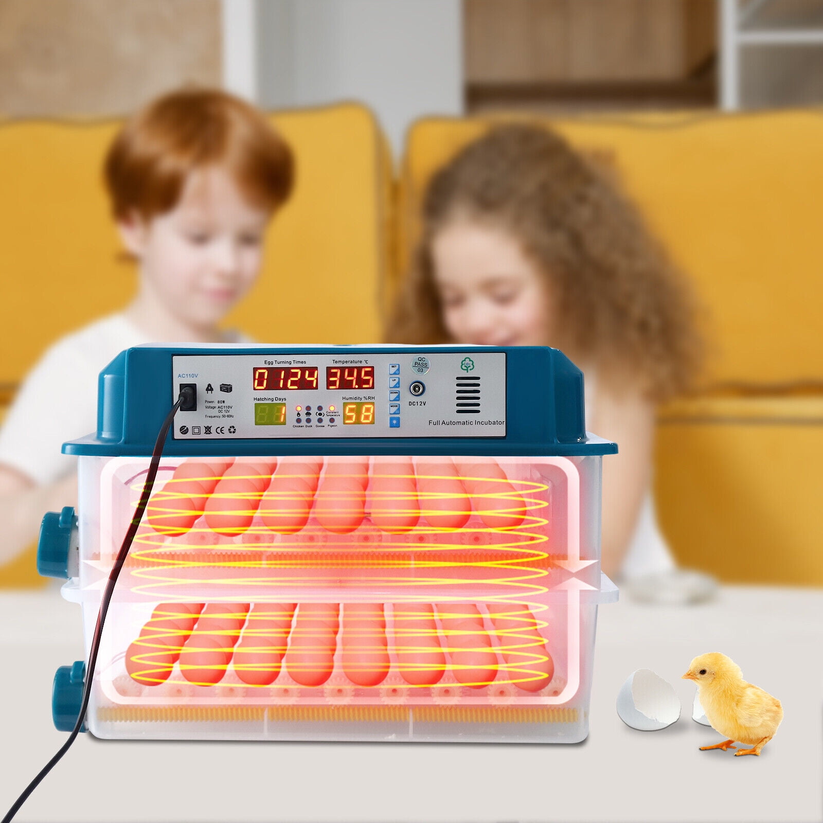 120 Eggs Blue 80W Egg Incubator, Egg Incubator with Automatic Egg ...