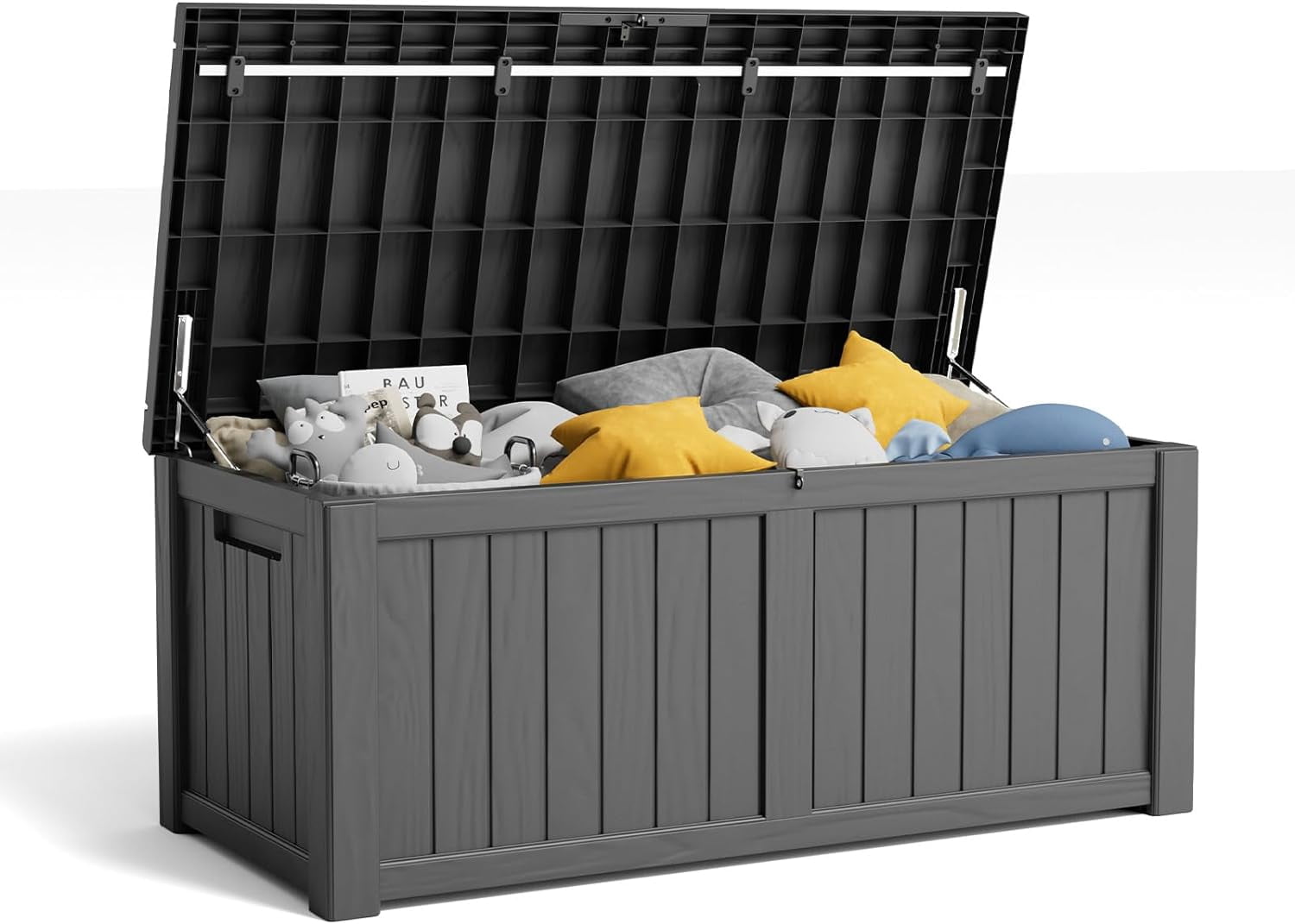 120 Gallon Deck Box, Large Resin Outdoor Storage Box Waterproof ...