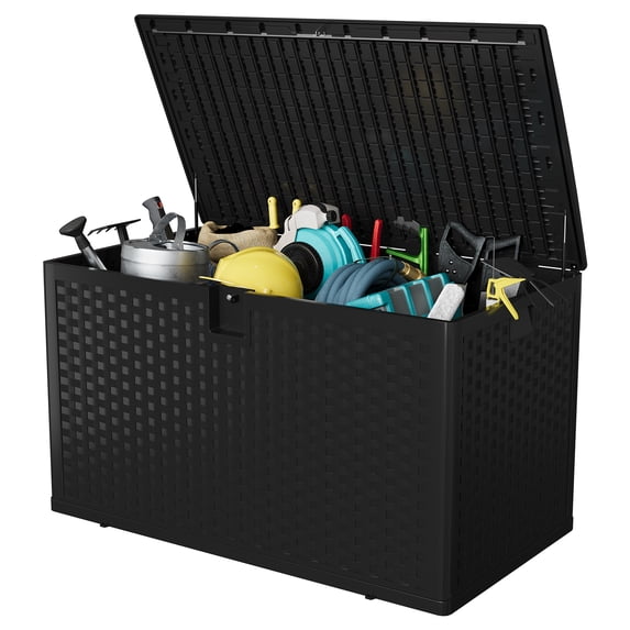 120 Gallon Outdoor Resin Deck Box – Heavy Duty, Waterproof, Lockable ...