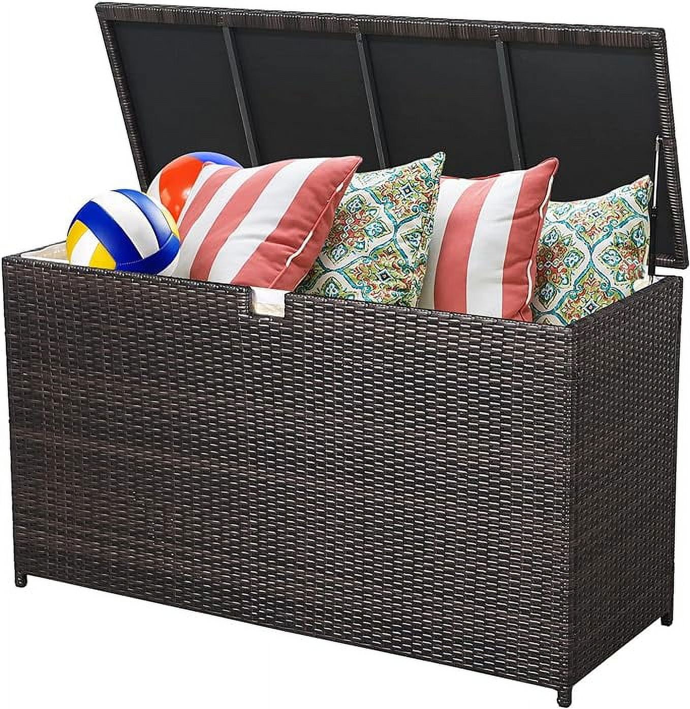 120 Gallon Waterproof Outdoor Storage Container, Wicker Patio Deck Box ...