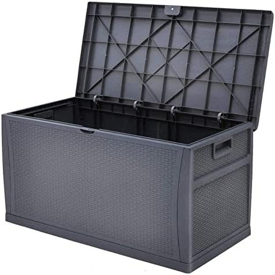 120 Gallon Outdoor Storage Deck Box Resin Container Weatherproof Deck ...