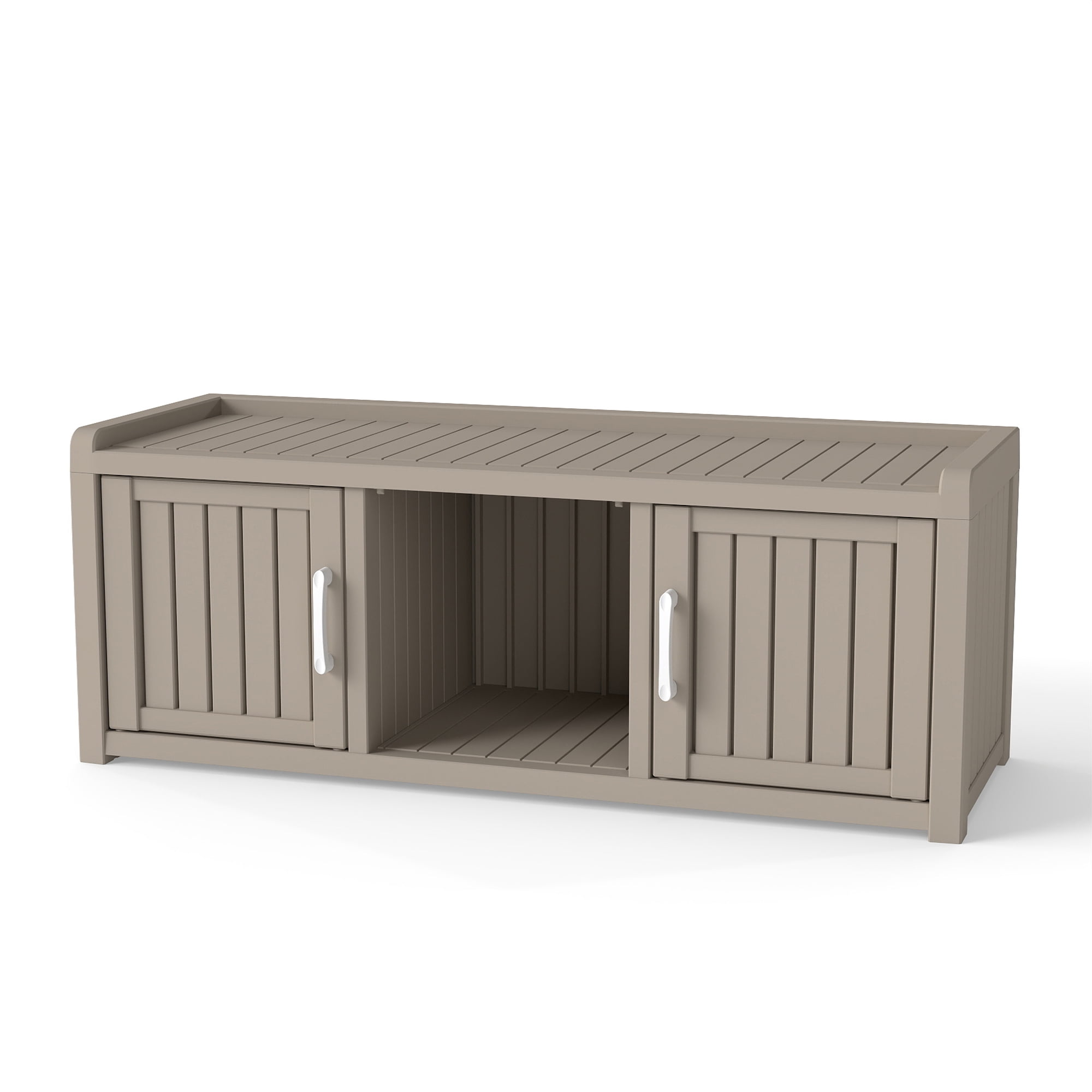 120-Gallon Three-Door Outdoor Shoe Cabinet with Ventilation, Open Shelf ...