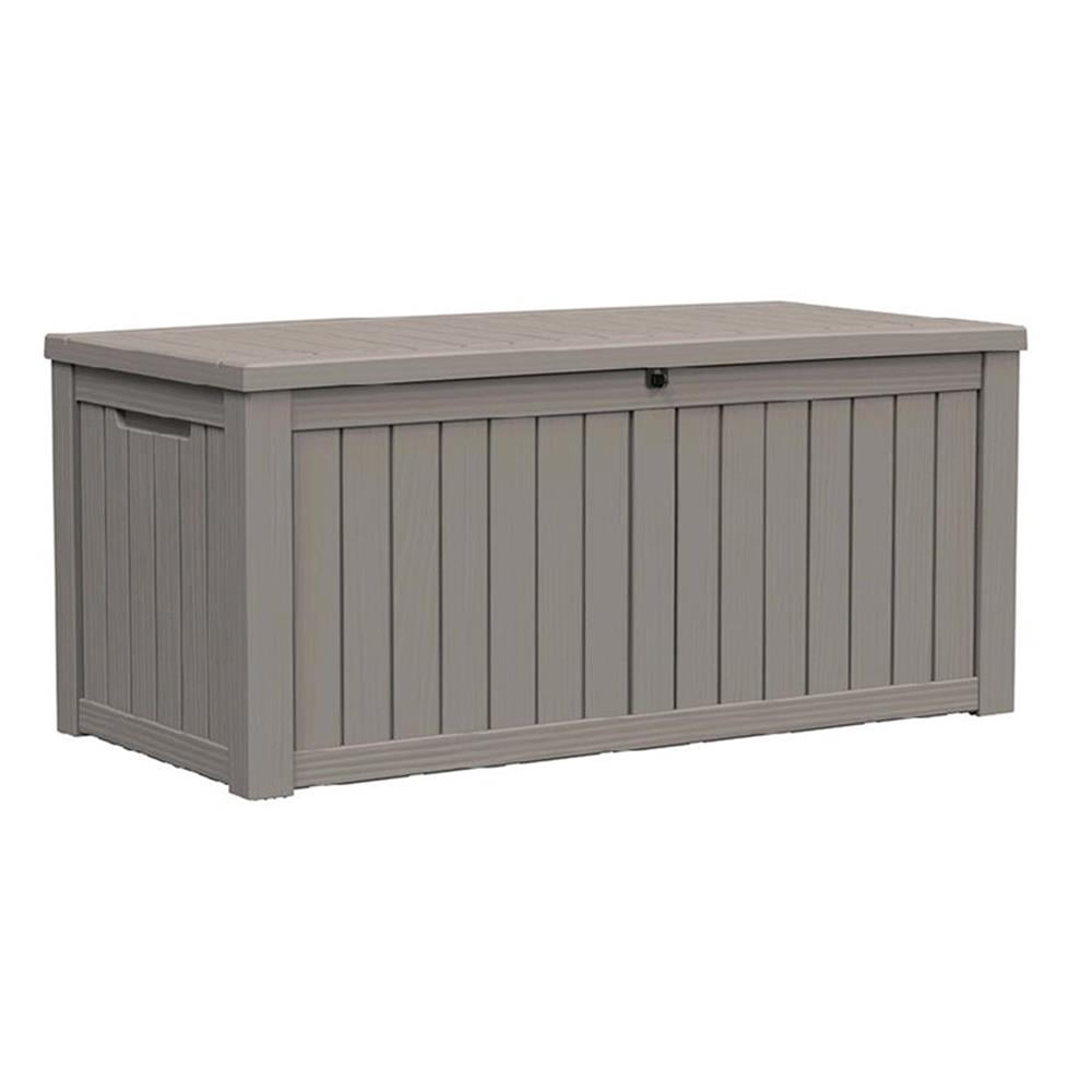 120-Gallon Weatherproof Outdoor Storage Box with Woodgrain Finish ...