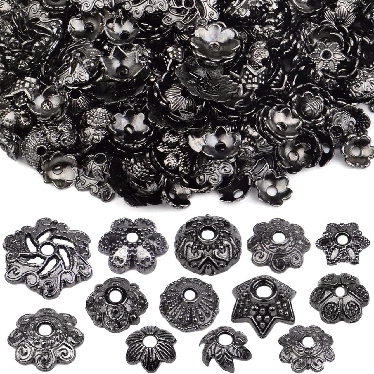 120 Gram Mixed Styles Flower Bead Caps Vintage Alloy Filigree Cone End ...