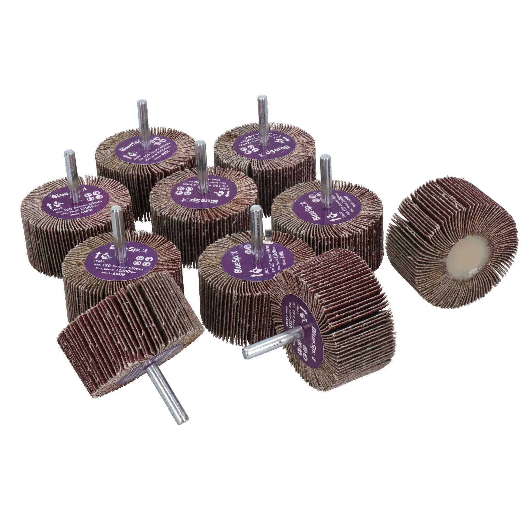 120 Grit 60mm Flap Wheel Disc Abrasive Sanding Pads For Drills 6mm ...