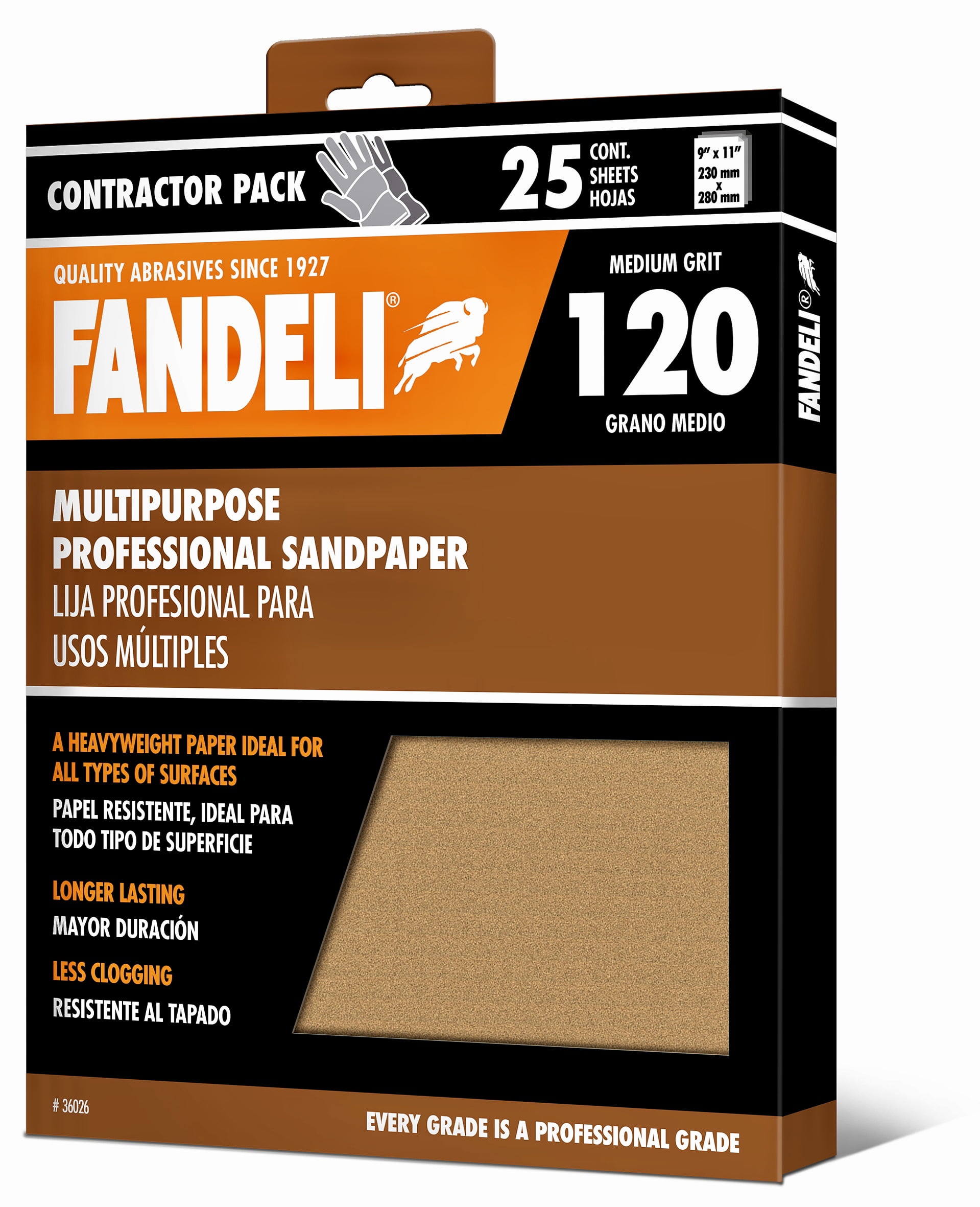 120 Grit Sandpaper Sheets Multipurpose 9x11" 25 Sheet Pack by Fandeli ...