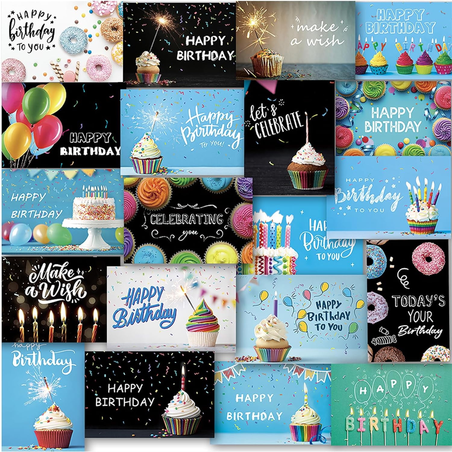 120 Happy Birthday Cards with Envelopes, Birthday Cards Bulk with Short ...